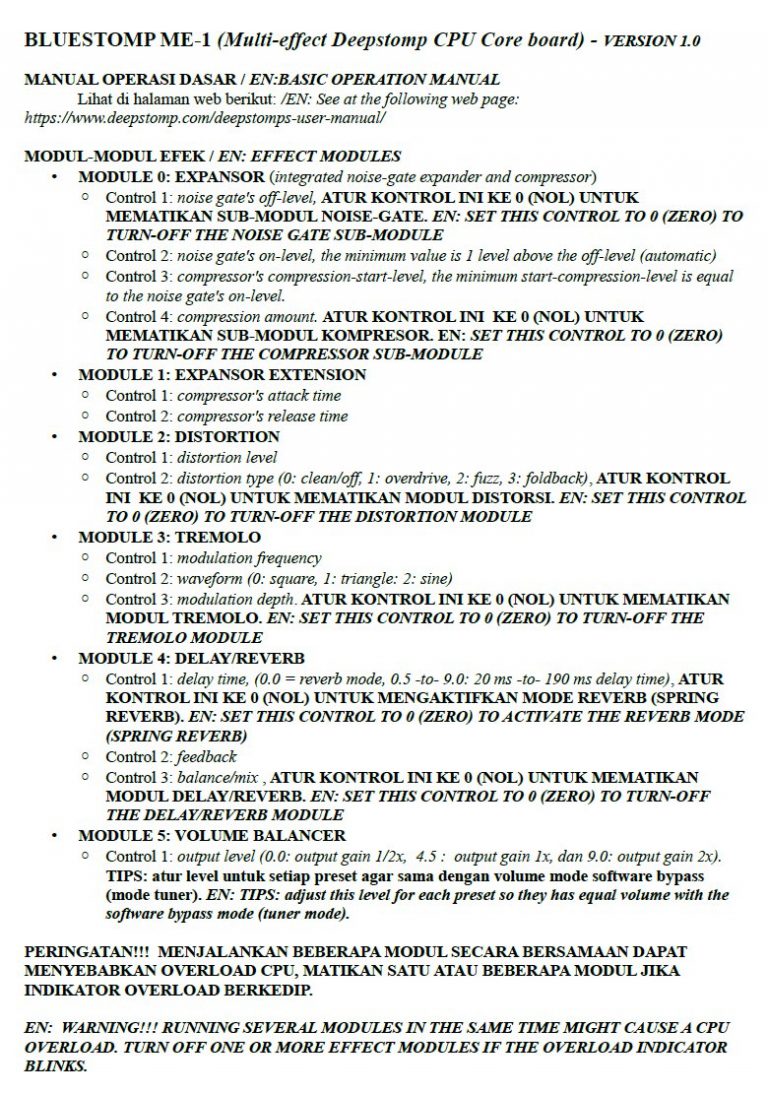 DSCPU-BME1 Bluestomp ME-1 Digital Multi-Effect Deepstomp Core – Deeptronic