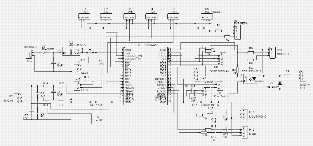 Esp32 A1s Guitar Multi Effect Engine With Microphone And Midi I O